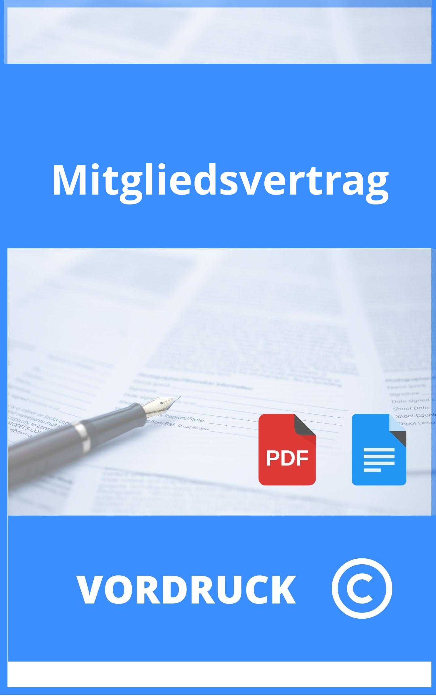Mitgliedsvertrag Vordruck